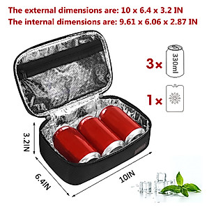 Gloppie Small Lunch Bag for Men Women Insulated Lunch Box Mini Lunchbox Portable Lunch Cooler Bag Adult Lunch Pail Petty Food Containers Reusable Snack Bag Loncheras Para Hombres Black