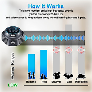 Generic Ultrasonic Rodent Repellent Plug in - 360° Indoor Ultrasonic Mouse Repellent for Rat, Spider, Mosquito, Roach, Bat, Squirrel, Rat Repeller