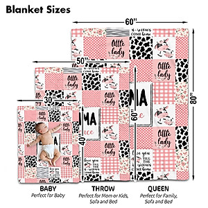 Kingdora Personalized Cow Baby Blanket, Cow Print Baby Blanket, Baby Girl Woodland Blanket, Animal Print Baby Blanket, Baby Zoo Animal Blanket, Baby Girl Blanket, Woodland Baby Blanket Girl