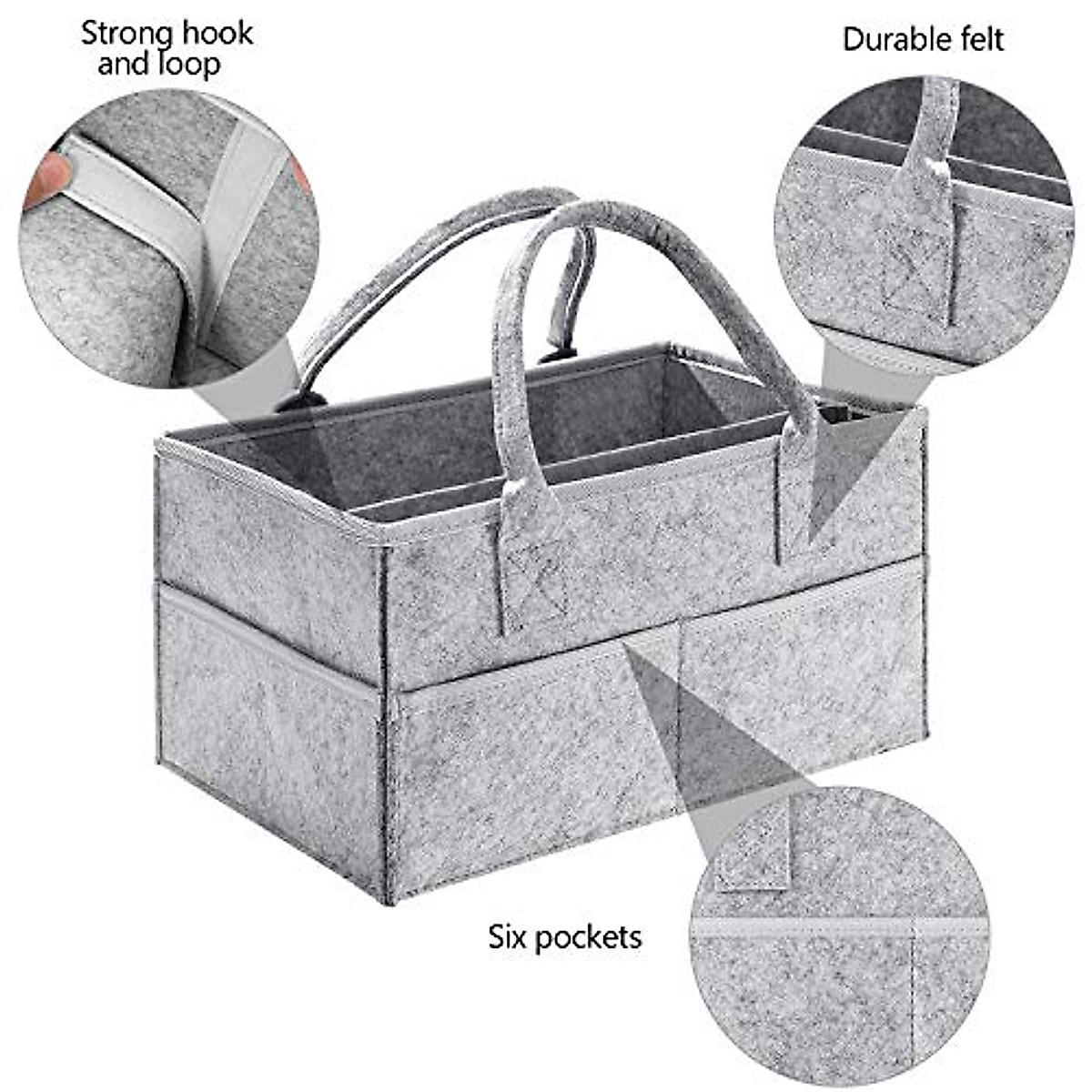 HBlife Baby Diaper Caddy Organizer with Compartments- Gray