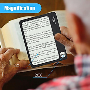 JMH Magnifying Glass for Reading, 5X Handheld Large and Lightweight Full Page Magnifier for Seniors Low Vision Reading, Inspection, Exploring