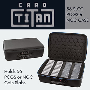 Card Titan PRO Graded Coin Case with 56 Slots for PCGS or NGC Graded Coin Slab - Individual Slots for Graded Coins - Protects and Perfectly Fits NGC and PCGS Coin Cases - Coin Collection Supplies