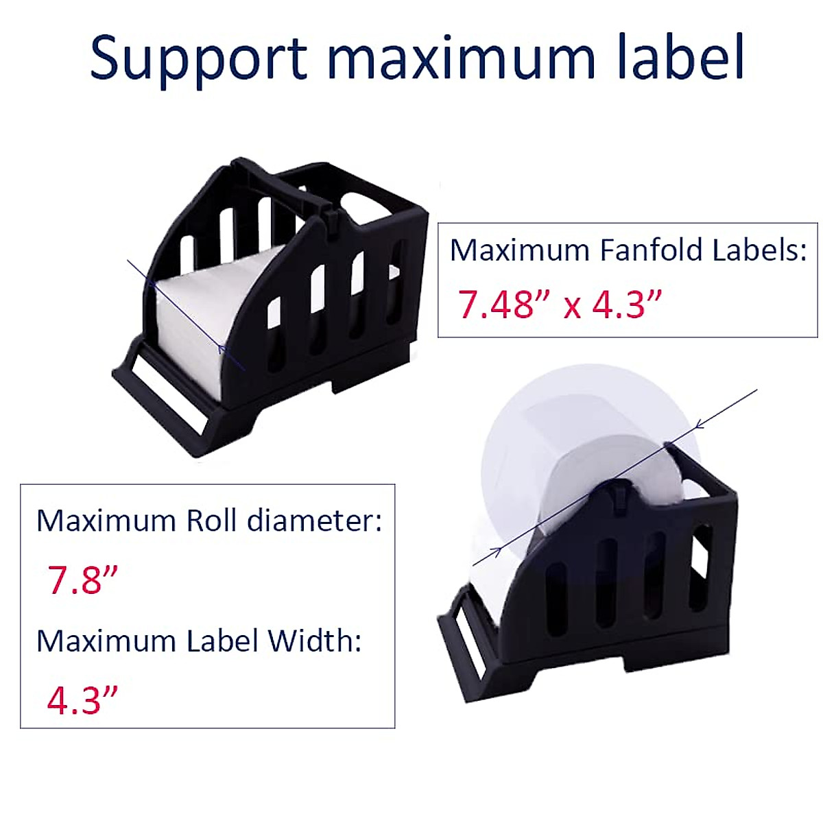 Millaass Thermal Label Holder, for Rolls and Fan-Fold Labels, Plastic, Work with Desktop Label Printer for Office and Home, Label Stand, Sticker roll Holder