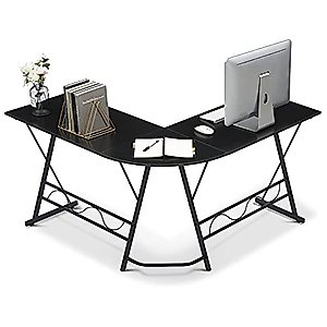 ivinta L-Shaped Computer Corner Desk, 49.6 inch Black Home Office Desk, Modern Gaming Desk, Writing Table Workstation Desk for Small Space (Black)