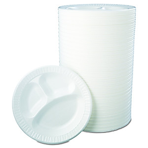 Dart 10CPWQR 10.25 in White Laminated Foam 3 Comp Plate (Case of 500)