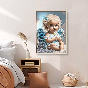 5D Diamond Painting Kits Angel Girl DIY Partial Special Shape Drill Diamond Art Painting for Adults with Accessories for Home Wall Decor 30x40cm