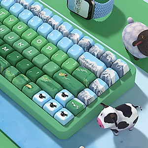 daixiahu Snow Mountain Ranc Theme keycaps 158 Key PBT keycaps MDA Custom keycap Set is Suitable for 61/87/104/108 Cherry MX Switch and Other Mechanical Keyboards (Snow Mountain Ranch)