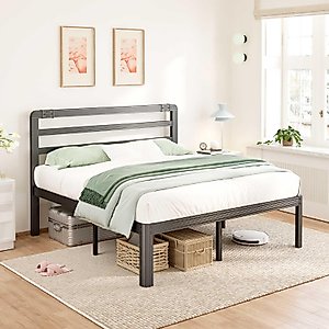 BOSRII Premium Quality Full Size Bed Frame - Reinforced Thickened Profile for Unmatched Strength and Durability - Sturdy Construction for Long-Lasting Support and Comfort——14 Inch High