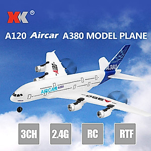 GoolRC RC Airplane, WLtoys XK A120 A380 Aircar Model Plane, 3CH 2.4G Remote Control Airplane, EPP Fixed-Wing RC Aircraft RTF Toy for Kids and Adults