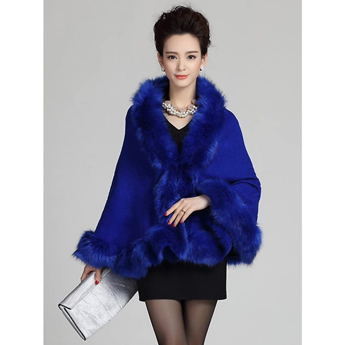 Obosoyo Women's Pashmina Shawl Cloak Cape Shawls and Wraps for Evening Dresses Shawl Wrap Cape Bridal Wedding Party Winter