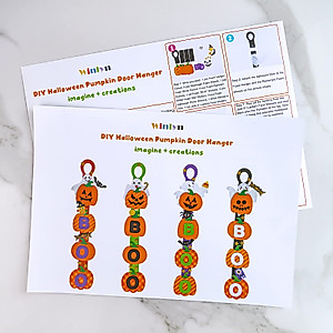 Supla 8 Sets Halloween Craft Kits Fall Kids Crafts DIY Halloween Doorknob Hanger Decorations Art Sets Foam Halloween Pumpkin Ghost Boo Bat Owl Stickers for Kids Halloween Classroom Party Activity