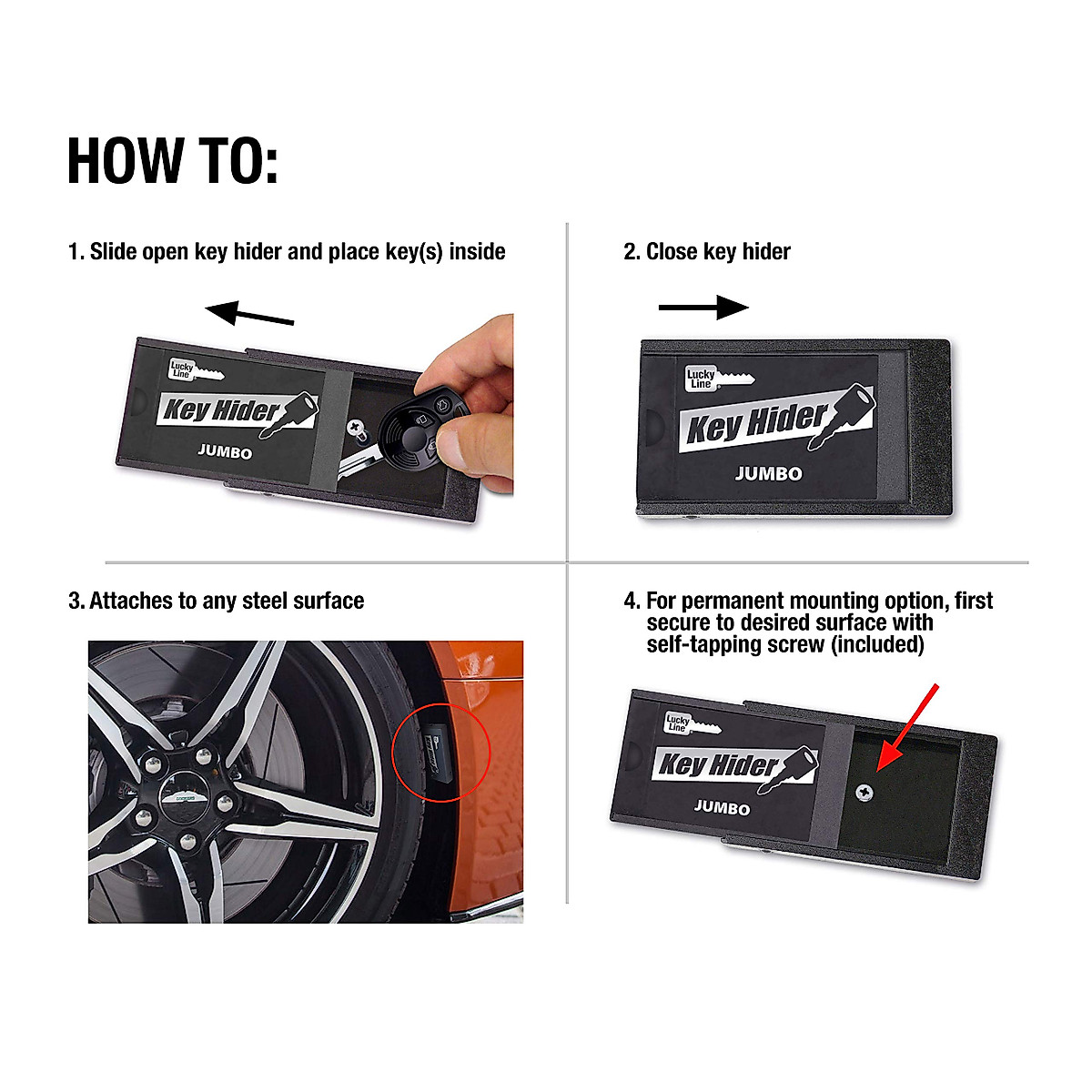 Lucky Line Jumbo Magnetic Key Hider, Case Holder for Larger Keys and Transponders (91501)