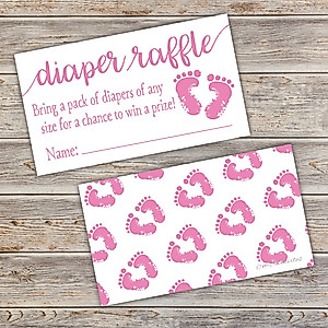 50 Pink Baby Feet Diaper Raffle Tickets - Girl Baby Shower Game