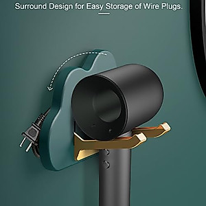HOUTINKY Cloud Hair Dryer Holder Wall Mounted, Bathroom Hair Dryer Stand, Self Adhesive No Drilling Dryer Hanger for Bedroom & Bathroom Decor with Supersonic Hair Dryers(Green)