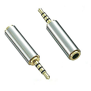 2.5mm Male to 3.5mm Female Audio Adapter Gold Plated Aux Auxiliary Plug Splitter 3 Ring Jack Support Converter Headphone Earphone Headset Stereo or Mono(2 Pack)