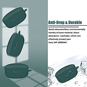 Miimall Compatible for Sony WF-1000XM4 Case, [Anti-Lost Keychain][Washable][Ultra-Thin] Soft Silicone Protective Case Cover for XM4 Earbuds Case 2021(Blue)