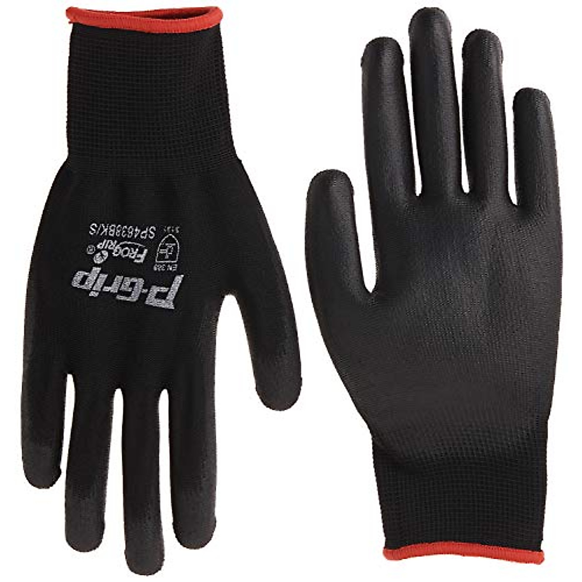 Liberty P-Grip Ultra-Thin Polyurethane Palm Coated Glove with 13-Gauge Nylon/Polyester Shell, Small, Black (Pack of 12)