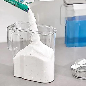Detergent Storage Bucket, Durable PP Material Washing Powder Container With Measuring Cup Lid, Useful Design Detergent Dispenser, Large Capacity Laundry Powder Storage Dishwashing Liquid