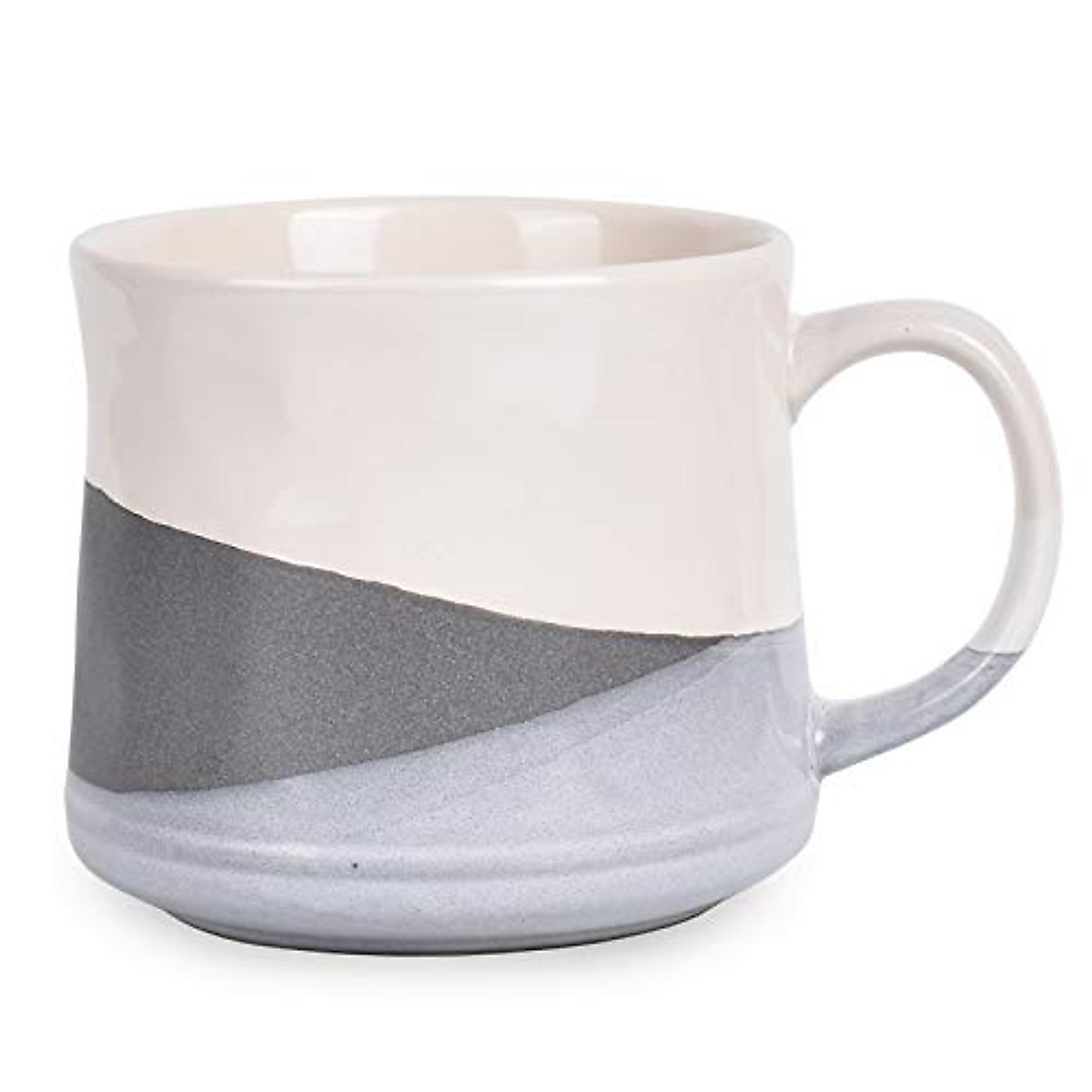 Bosmarlin Large Stoneware Coffee Mug, Big Tea Cup for Office and Home, 21 Oz, Dishwasher and Microwave Safe, 1 PCS (Geometry-Grey)