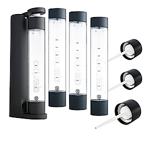 Twenty39 qarbo sparkling water maker with 4 bottles, and 3 aircharge caps (Black)