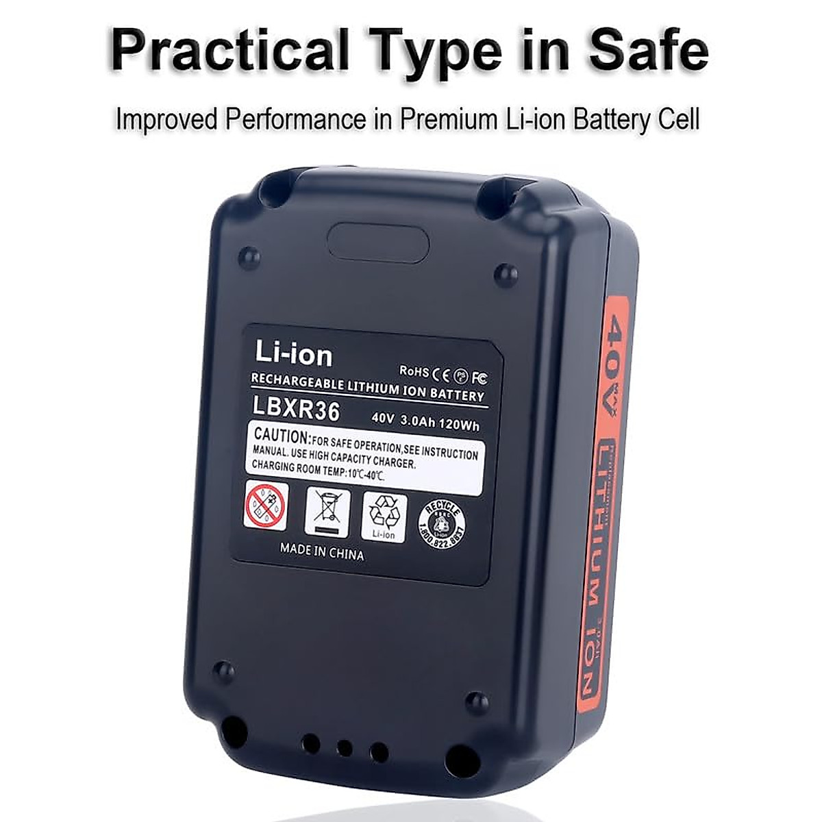 Biswaye 2 Pack 3.0Ah 40V Lithium Battery LBXR36 Replacement for Black and Decker 40V Max Cordless Power Tool LCS1240 LSWV36 LCC340C Lithium Battery LBXR36 LBXR2036 LBX1540 LBX2040 LBX2540