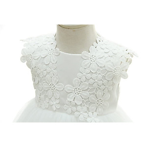 Meiqiduo Baby Girls Dress Christening Baptism Party Formal Dresses (3M/0-6Months, Ivory)