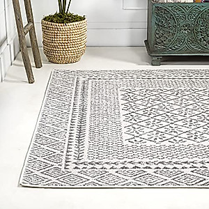 JONATHAN Y MOH107A-5 Athens Modern Geometric Boho Rug Indoor Area-Rug, Moroccan, Farmhouse, Southwestern Easy-Cleaning,Bedroom,Kitchen,Living Room,Non Shedding, Gray/Cream, 5 X 8