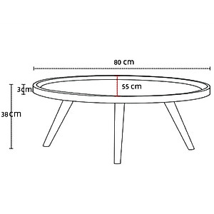 ANS_HOME Wooden Oval Coffee Table Rustic Coffee Table Mid-Century Modern Oval Sofa Table Nesting Tables Center Table for Living Room Bedroom Office Furniture Easy Assembly (31.5")