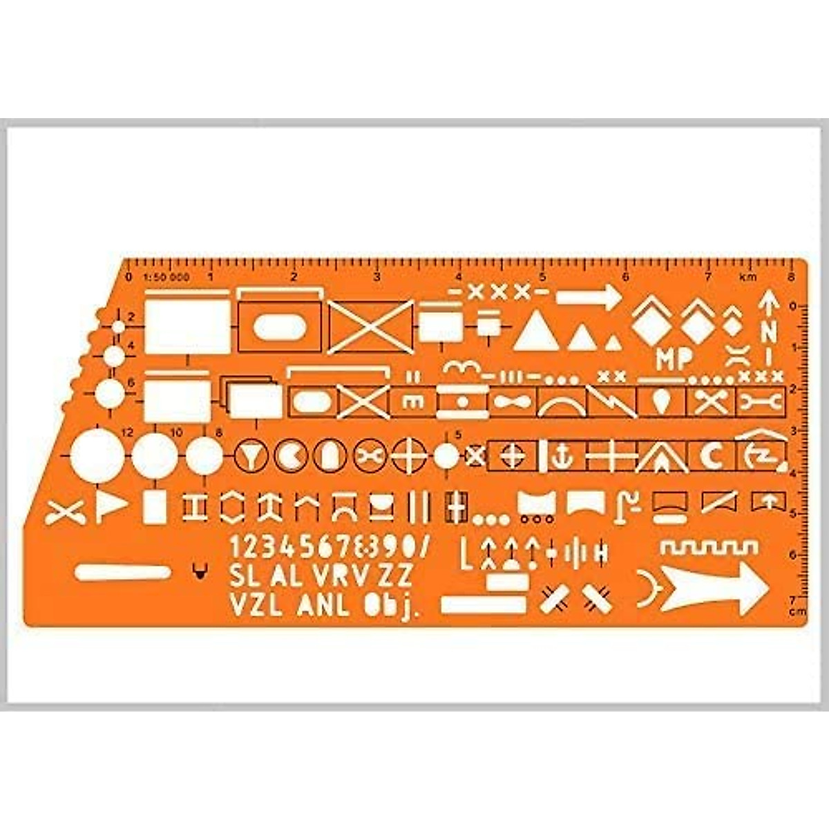 360 TACTICAL Standard Graph Template Stencil with Military Marking Symbols for NATO Army Drawing and Drafting on Map #8353 (Pack of 2 - Scale & Markers)