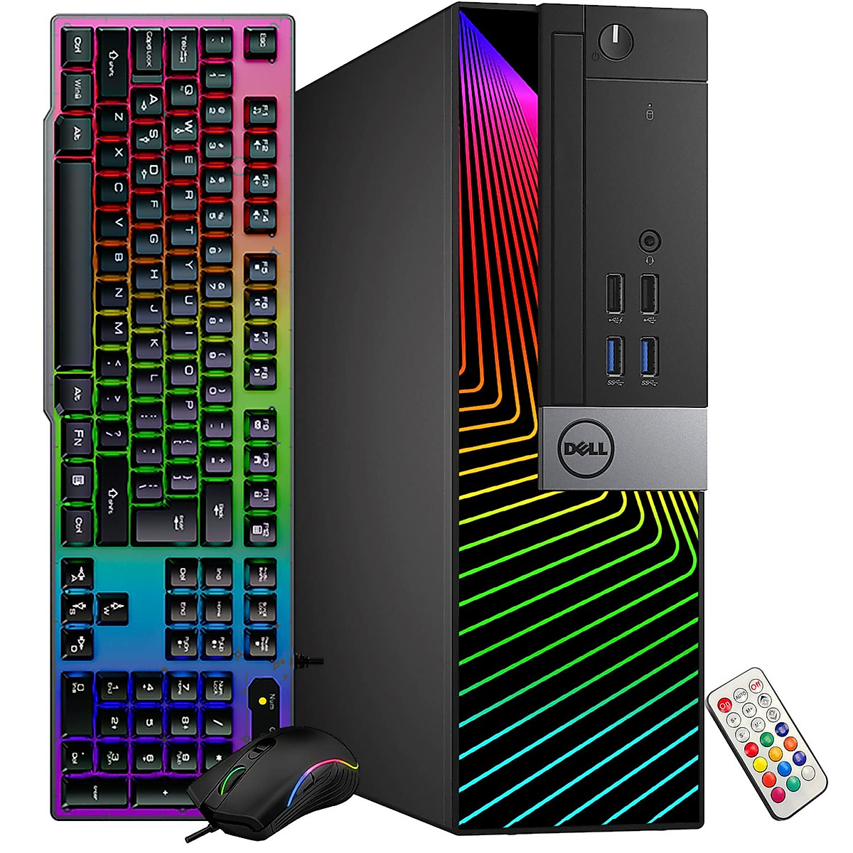 Dell RGB Gaming PC with 27 Inch Gaming Monitor OptiPlex Desktop Computer Intel i7-6700 Quad Core Processor 3.40 GHz NVIDIA GeForce GT 1030 2GB 16GB RAM 512GB SSD Win 10 Pro WiFi HDMI (Renewed)