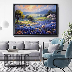 Enchanting Texas, Native Texas Hill Country Bluebonnet Landscape - Fine Art Print Mounted in a White Mat Board