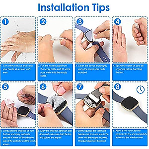 NANW 12-Pack Screen Protector Compatible with Fitbit Versa 4/Sense 2/Sense/Versa 3, Full Coverage Flexible Protective Film Screen Cover Saver Ultra Clear Anti-Bubble Screen Protector for Sense 2 Smartwatch