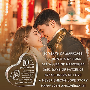 Milcier 10 Year Anniversary Present, Romantic 10th Anniversary Keepsake 3.9x3.9 Inch, Ten Years Anniversary Wedding Gifts for Husband Wife Her Him, 10th Anniversary Marriage Gifts for Men Women