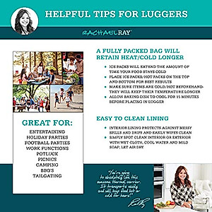 Rachael Ray Lasagna Lugger, Insulated Casserole Carrier for Parties, Fits 9"x13" Baking Dish, Green