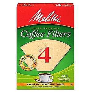 Melitta Cone Coffee Filters with Measure Markings No. 4 White 40 Count Pack of 2 (80 Filters Total)
