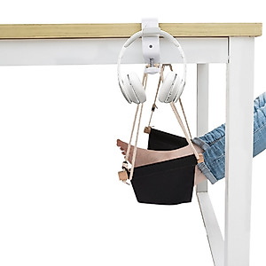 Foot Hammock Under Desk Footrest | Adjustable Office Foot Rest Under Desk Hammock | Portable Desk Feet Hammock with Headphones Holder - Black