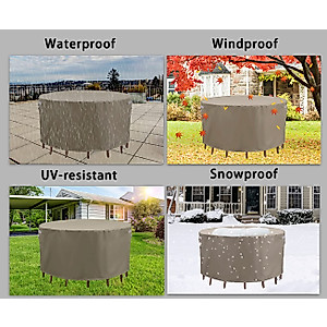 Garden Balsam Patio Furniture Cover Beige 96" D X 28" H Round Waterproof Outdoor Table Chair Set Covers Outdoor Sectional Cover Outdoor Furniture Set Cover