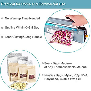 Impulse Sealer 16 inch Heat Sealer for Plastic Bags, Metal Iron Shell Plastic Bag Sealer Heat Seal, Mylar Bag Sealer, Manual Poly Bag Hot Seal Sealing Machine with 4 Repair Kit(2 Cutting Lines Included)