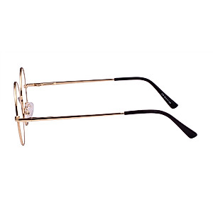 Agstum Retro Round Metal Non-Prescription Eyeglasses Frame with Spring HInge Clear Lens (Gold, (Medium size) 46)