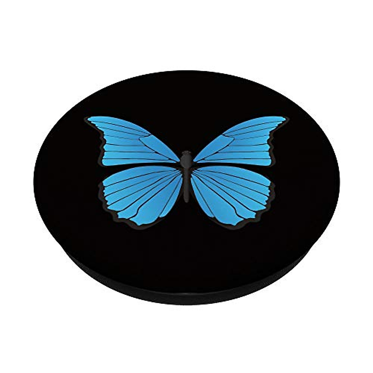 Blue Butterfly Black Background PopSockets Swappable PopGrip