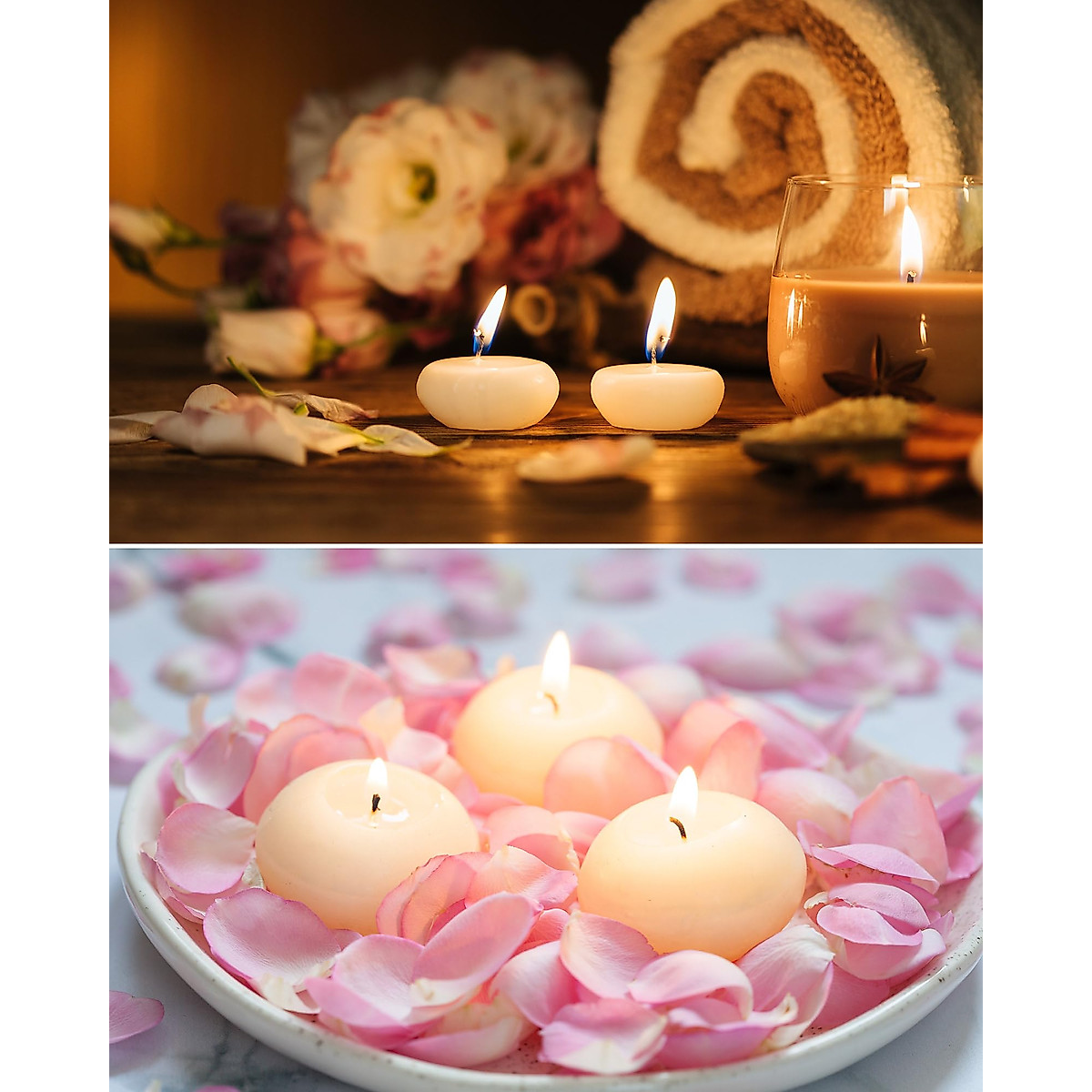 Treela 80 Pcs 1.73 Inch Unscented Floating Candles, Dripless Tealight Candles Home Decorations, Cute and Elegant Burning Candles for Wedding Vases Centerpieces Party Accessories (Ivory)