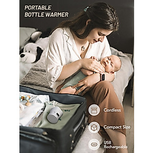 Portable Bottle Warmer for Travel, BabySafe 15000mAh Rechargeable Baby Bottle Warmer with 5 Adapters, 100W Fast Heating & Accurate Temperature Control, Cordless On The Go Milk Warmer for Breastmilk