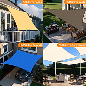 Artpuch 12' x 12' Sun Shade Sails Square Canopy, Sand UV Block Cover for Outdoor Patio Garden Yard