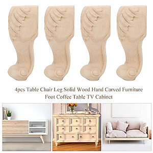 Hztyyier 4pcs Solid Wood Furniture Legs Wood Carved Sofa Couch Chair Ottoman Loveseat Table Cabinet Furniture Wood Legs Wood Unfinished Carved Feet(15x6cm)