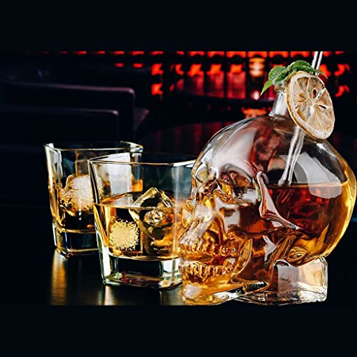 Skull Decanter Lead-free Glass With Cork Stopper - Whiskey Decanter for Liquor, Vodka, Wine, Bourbon Gifts For Men Dad and Women (750ML)