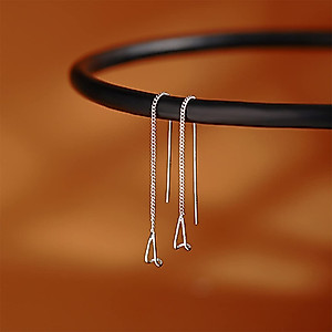 SLUYNZ 925 Sterling Silver Chain Threader Earrings Dangle for Women Teen Girls Long Dangle Earrings Line Earrings Tassel (A-Silver)