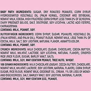 Butterfinger CRUNCH Baby Ruth and 100 Grand Candy Variety Pack Assorted Mini and Fun Size, Individually Wrapped Chocolate Bars, 0.4 Oz. (Pack of 80)