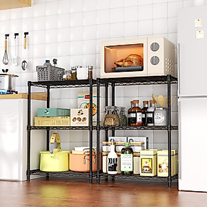 Golpart 3 Tier Adjustable Storage Shelves,Heavy Duty Metal Utility Shelf 450LBS Capacity,Wire Shelving Unit Organizer Rack for Home,Kitchen,Office,Bathroom,Pantry Room,12" D x 22" W x 22.5" H,Black