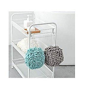 Ivymei 2 Pack Chenille Hand Towels,Kitchen Hand Towels with Loop,Hanging Hand Towels for Bathroom,Soft Absorbent Hand Bath Towels(Grey+Blue)