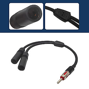 ZKFAR 1 PC Car AM FM Radio Antenna Cable, Antenna Adapter, Radio Antenna Extension Cable One Male to Two Females, Suitable for Most Car Antenna Media Receiver Players Accessories (Black)